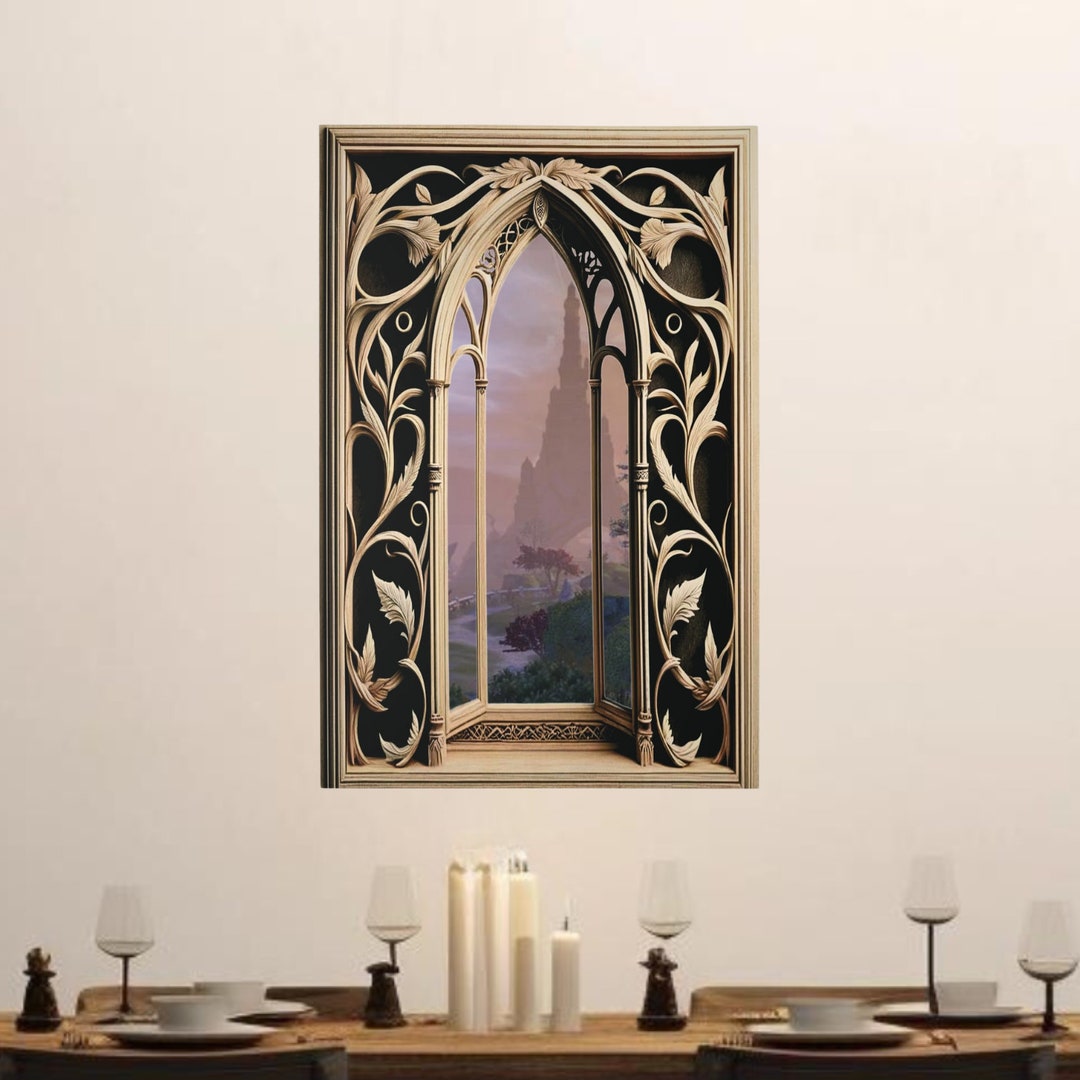 Wall Decals - Elven Tall Window View - Customize Background - Etsy