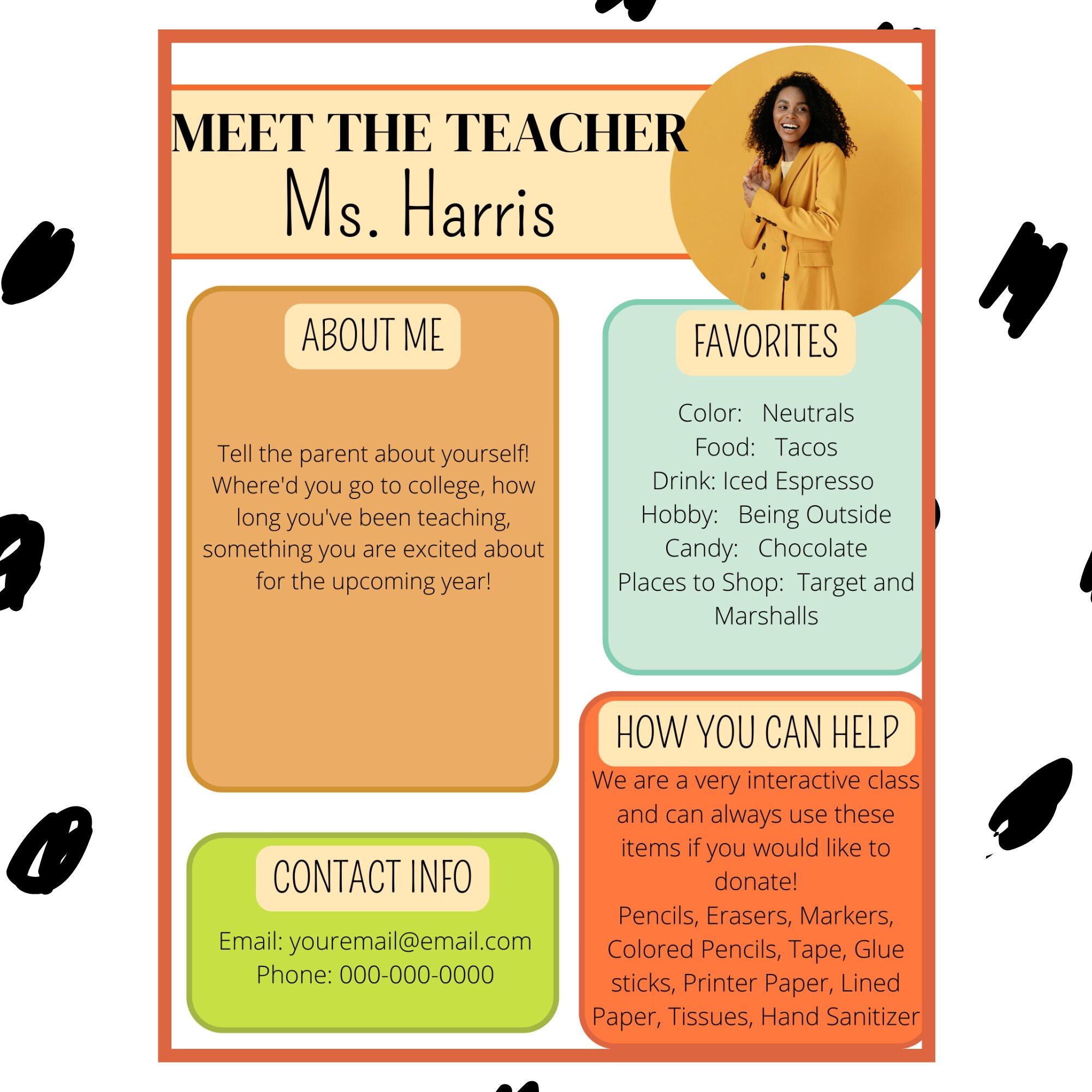Meet the Teacher Editable Canva Template for Back to School - Etsy