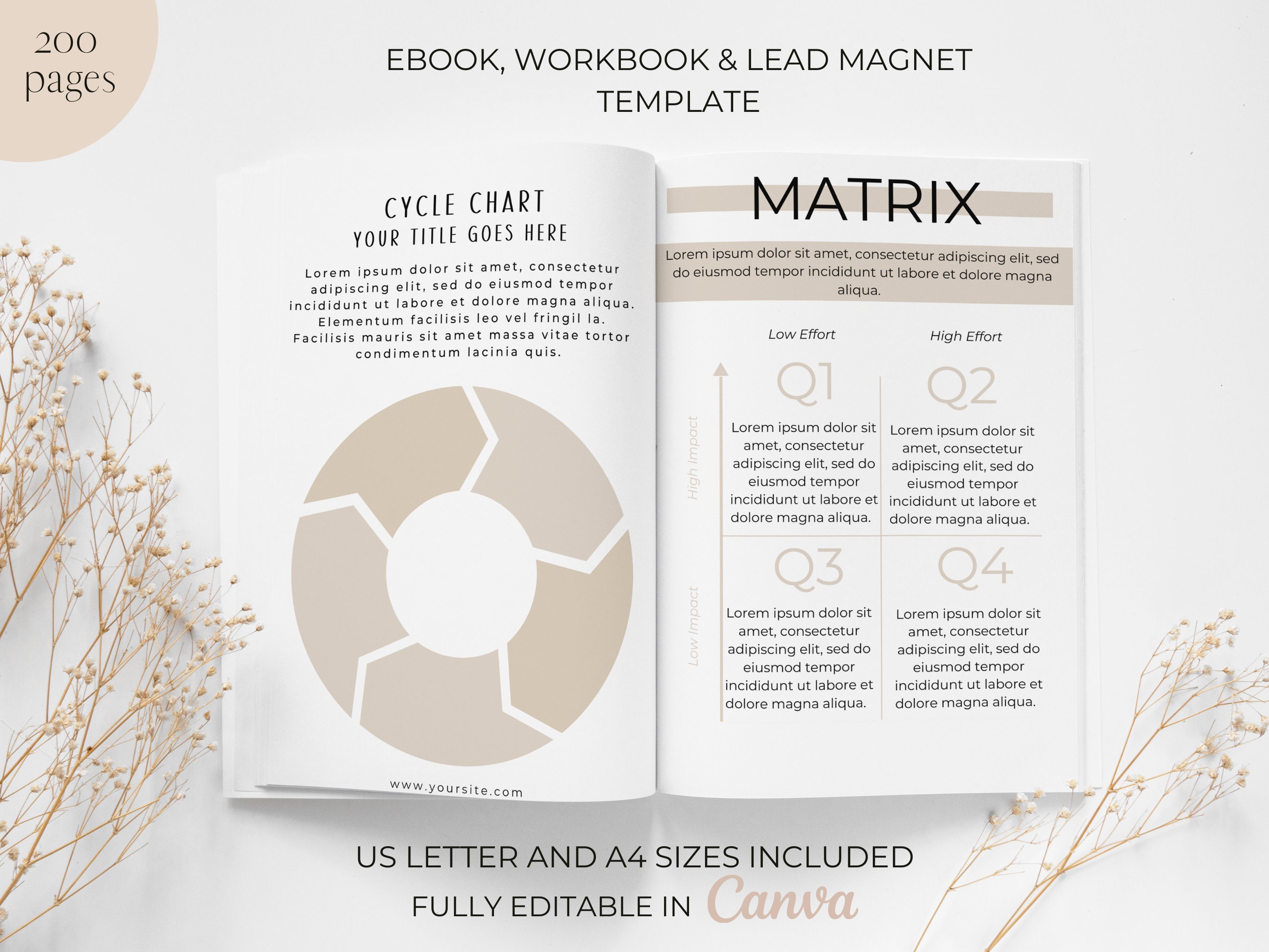 200 Pages Editable Workbook Template | Canva Coaching Ebook Template ...