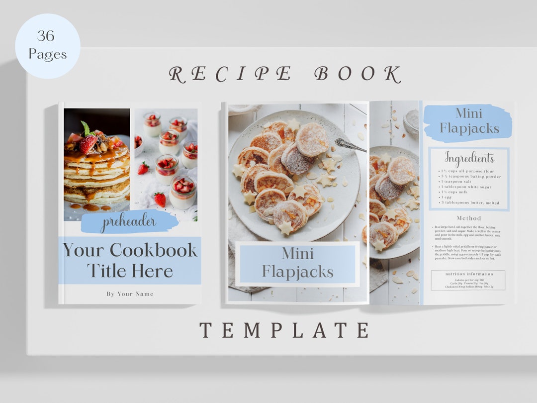 36 Page Recipe Book Template | Cookbook Template | Cookbook Canva ...