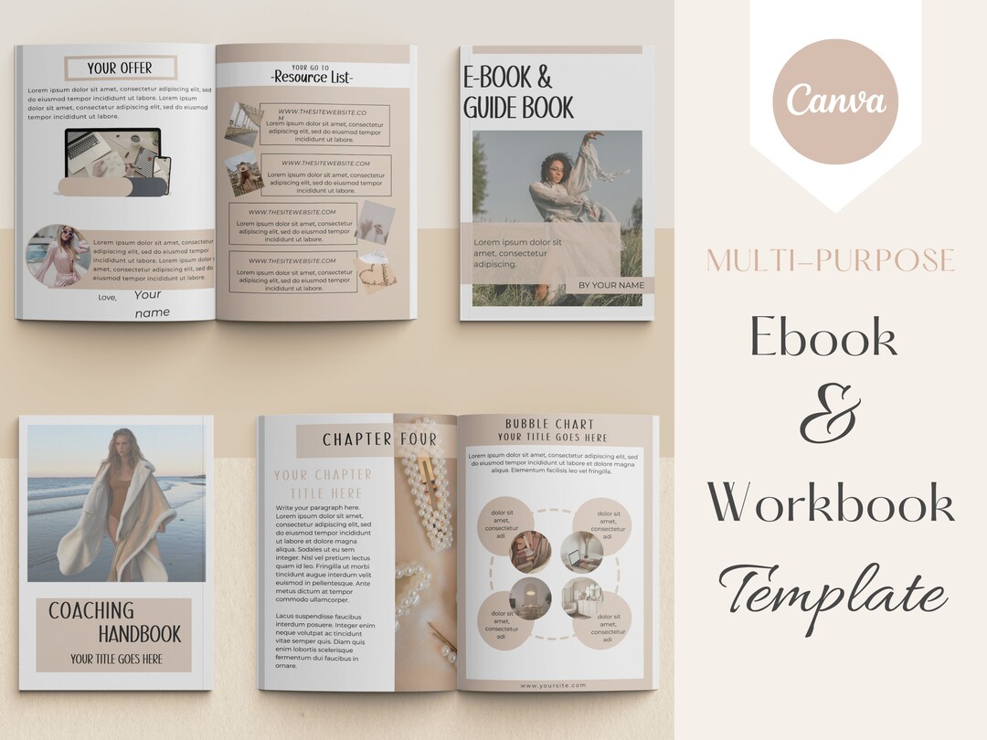 200 Pages Editable Workbook Template | Canva Coaching Ebook Template ...