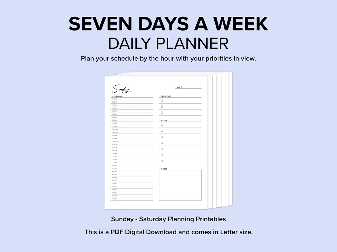 Seven Days A Week Daily Planner - Etsy