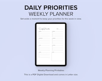 Weekly Planner Printable - One-page, Daily Tasks, Habit Tracker ...