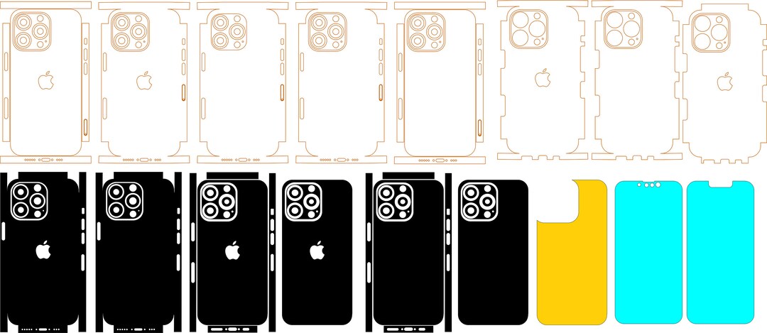 Apple Iphone13 , 13 Pro and 13 Mini - Vector Cut File -cdr , Dxf , Plt ...