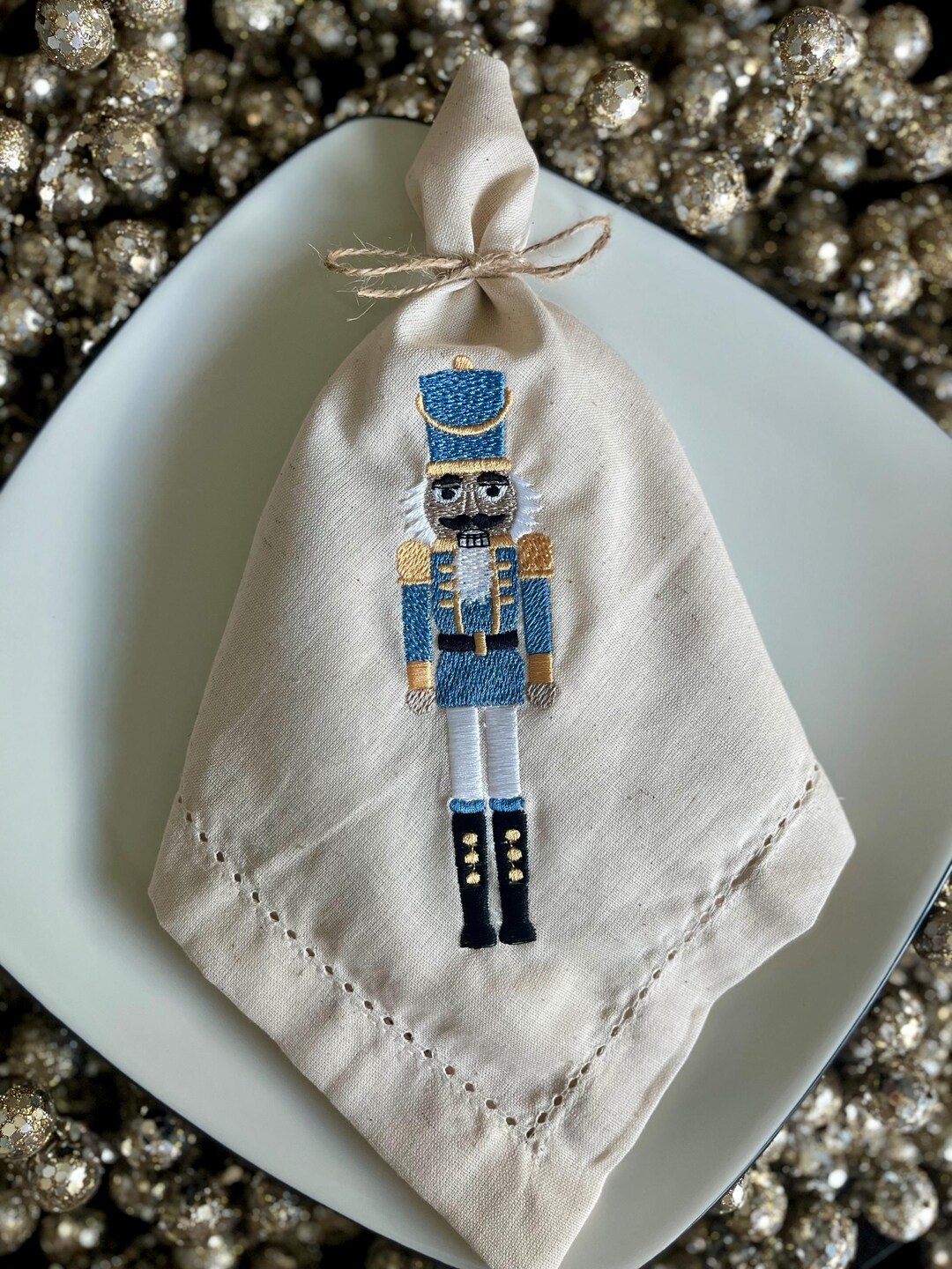Nutcracker Christmas Embroidered Cloth Napkins - Etsy