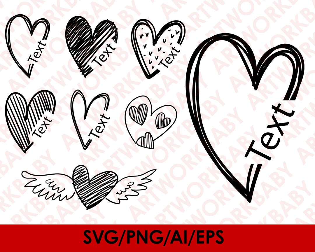 Doodle Heart Svg Digital Download, Doodle Heart Png Sublimation Design ...