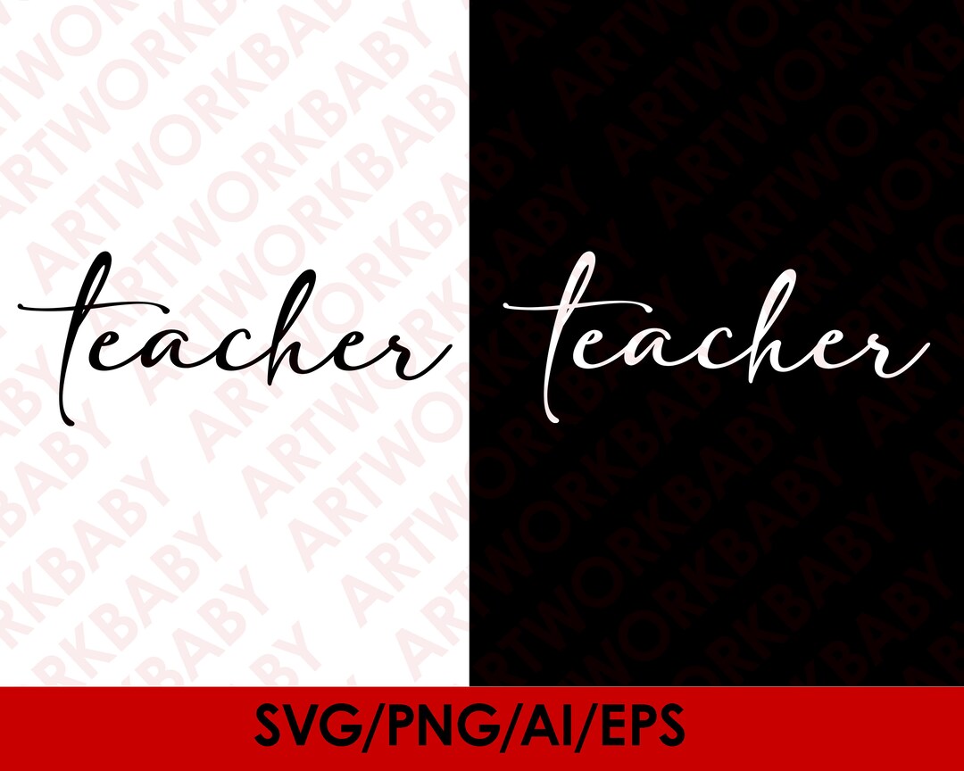 Teacher Black and White Svg Digital Download, Teacher Black and White ...