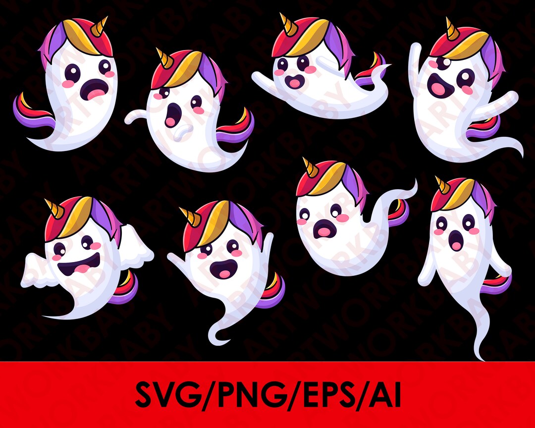 Halloween Cute Unicorn Ghosts Svg Digital Download, Halloween Cute Unicorn Ghosts Png ...