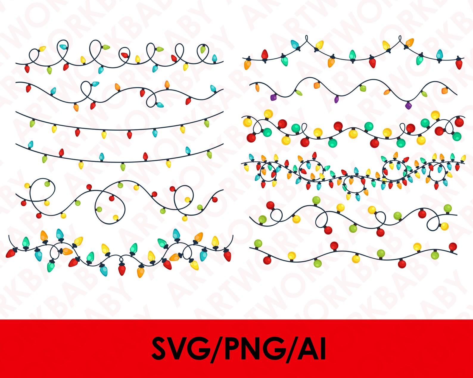 Christmas Lights Svg Digital Download, Christmas Lights Png Sublimation ...