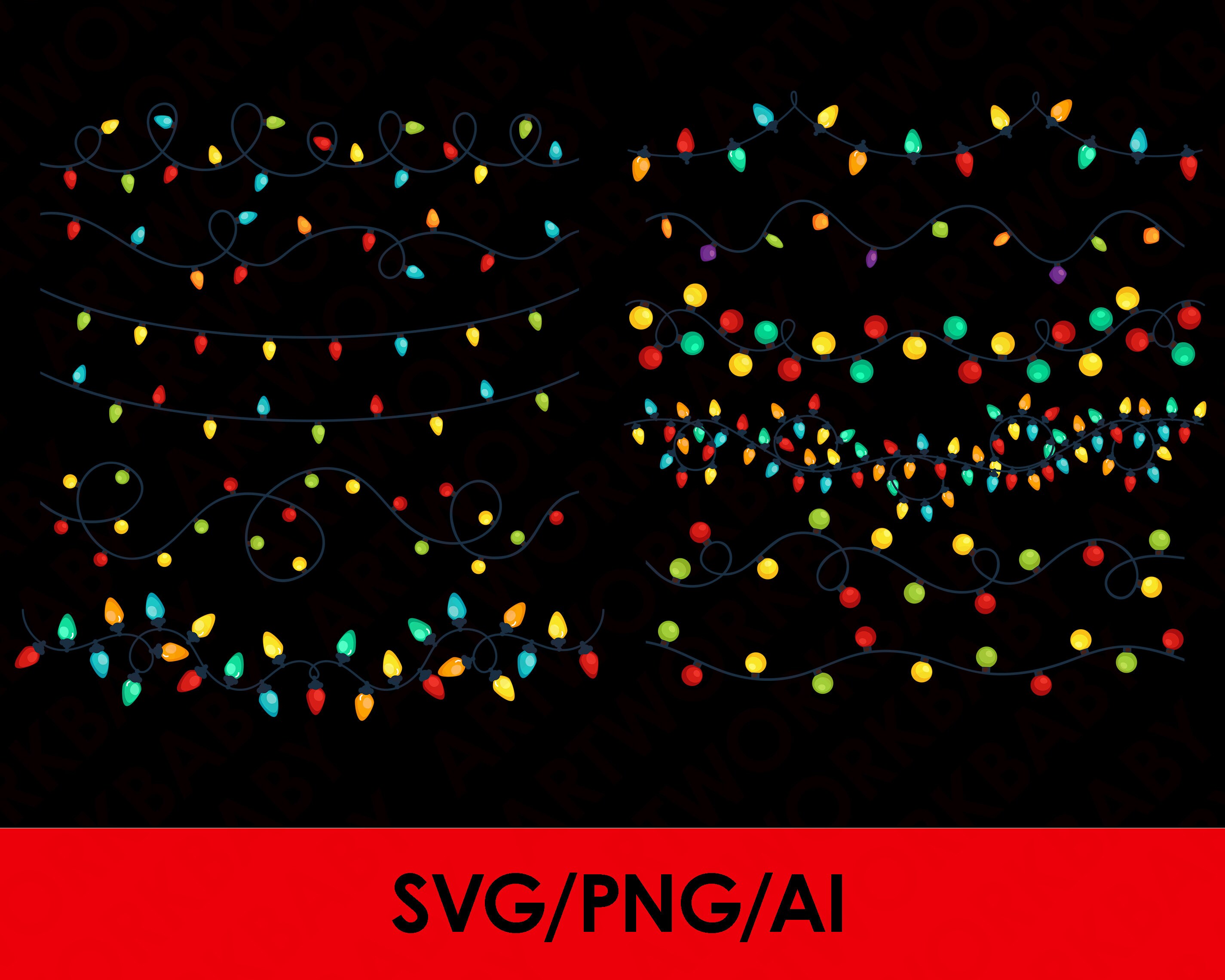 Christmas Lights Svg Digital Download, Christmas Lights Png Sublimation ...
