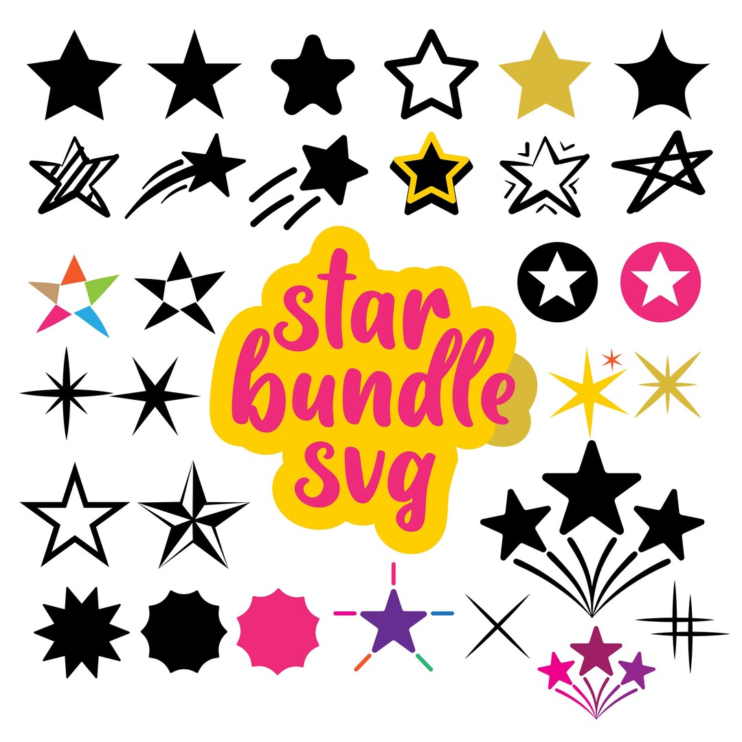 Star Bundle SVG. Stars Sticker, PNG Stars, Digital Download, Instant ...