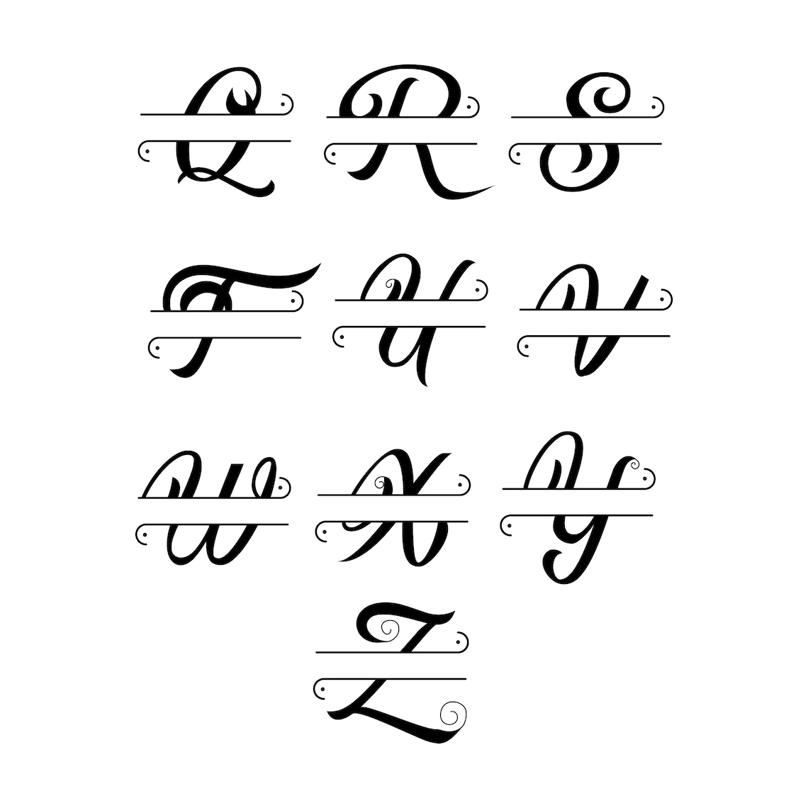 Split Alphabet SVG PNG Split Monogram Frame Alphabet - Etsy