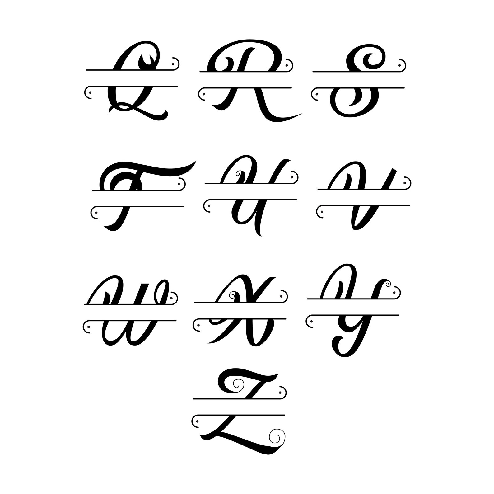 Split Alphabet SVG PNG Split Monogram Frame Alphabet - Etsy