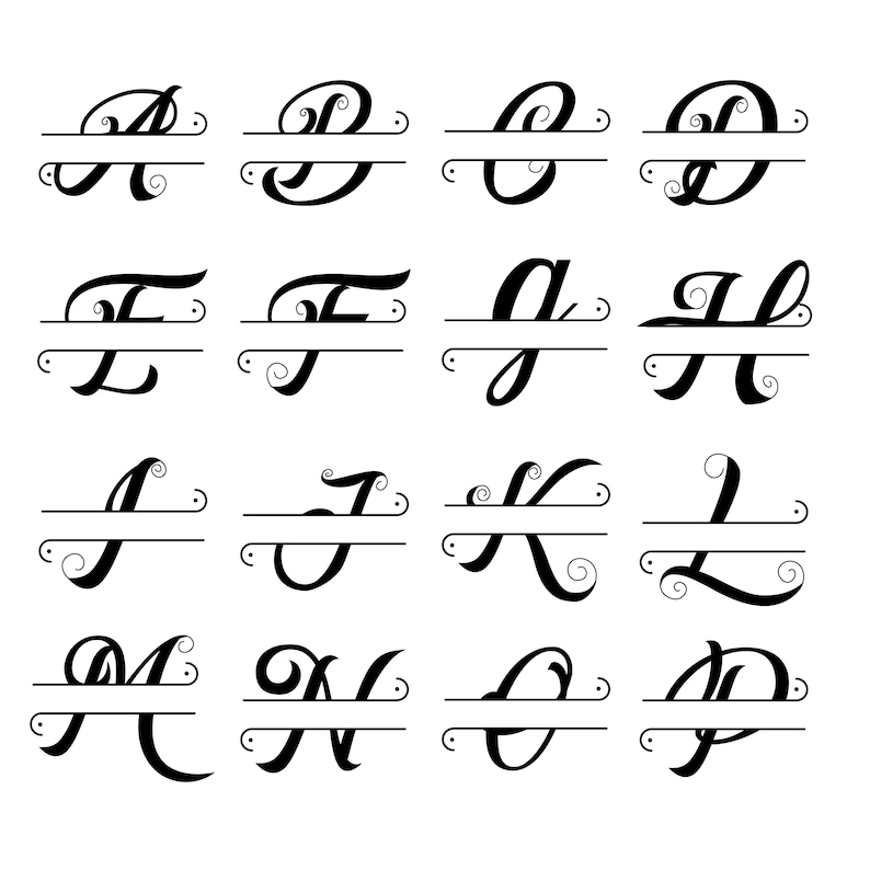 Split Alphabet SVG PNG Split Monogram Frame Alphabet - Etsy