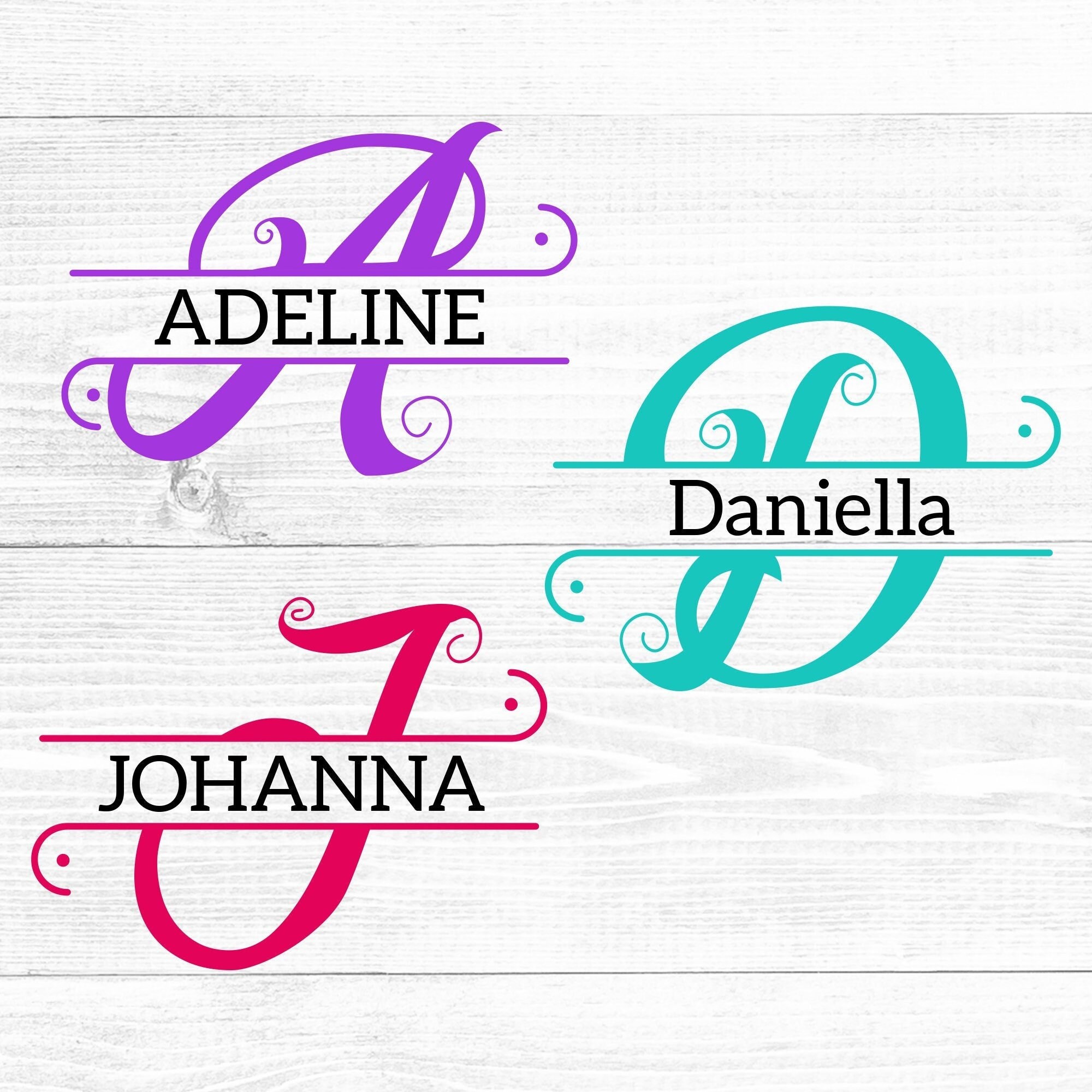 Split Alphabet SVG, PNG, Split Monogram Frame Alphabet, Calligraphy ...