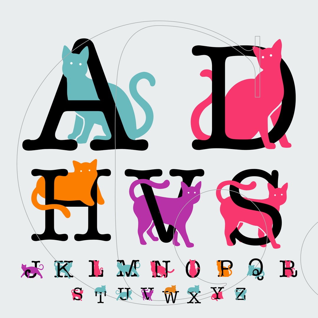 Cat Alphabet, Products From Cat Letters, Cat Monogram Alphabet, SVG PNG ...
