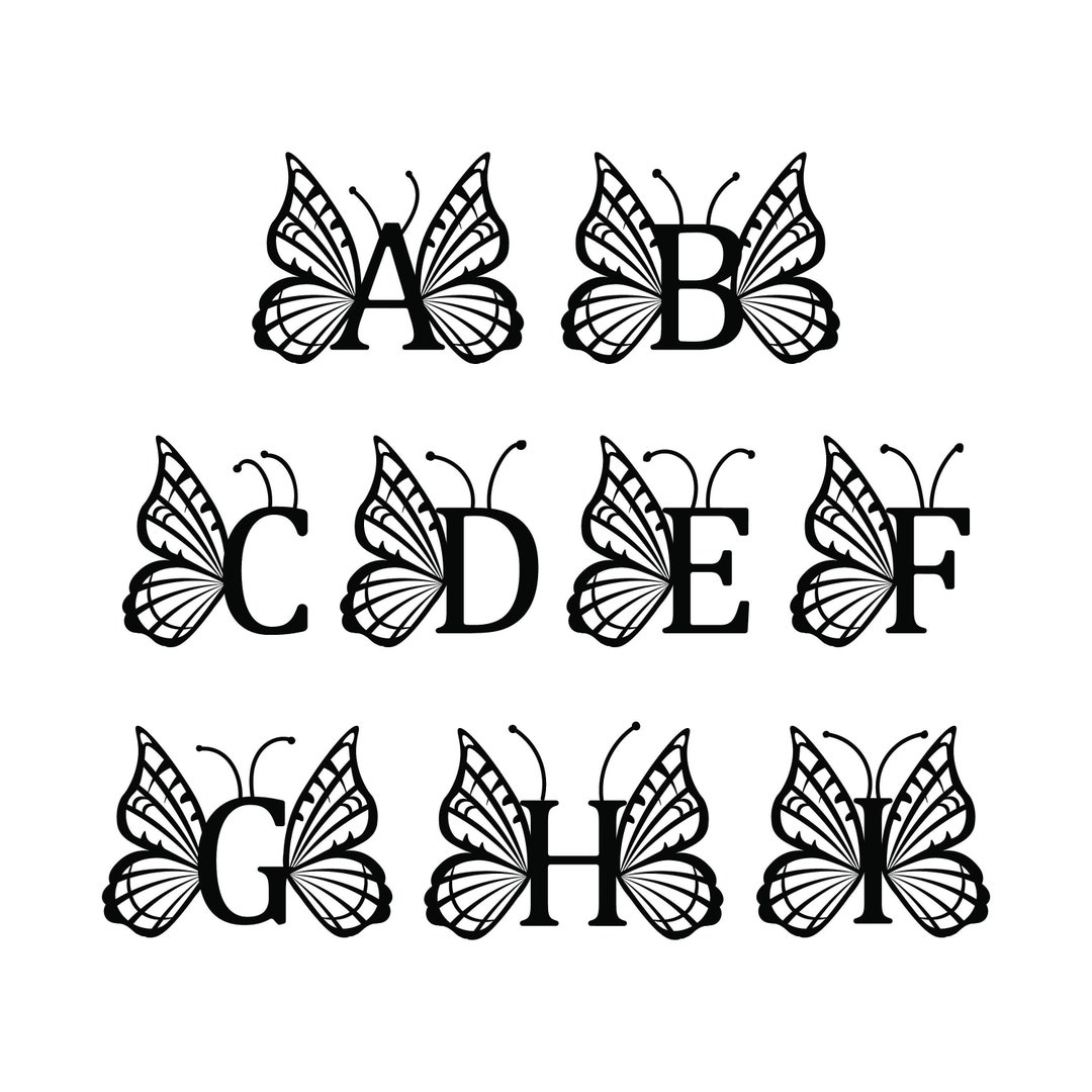 Products From Butterfly Letters, Butterfly Monogram Alphabet, SVG PNG ...
