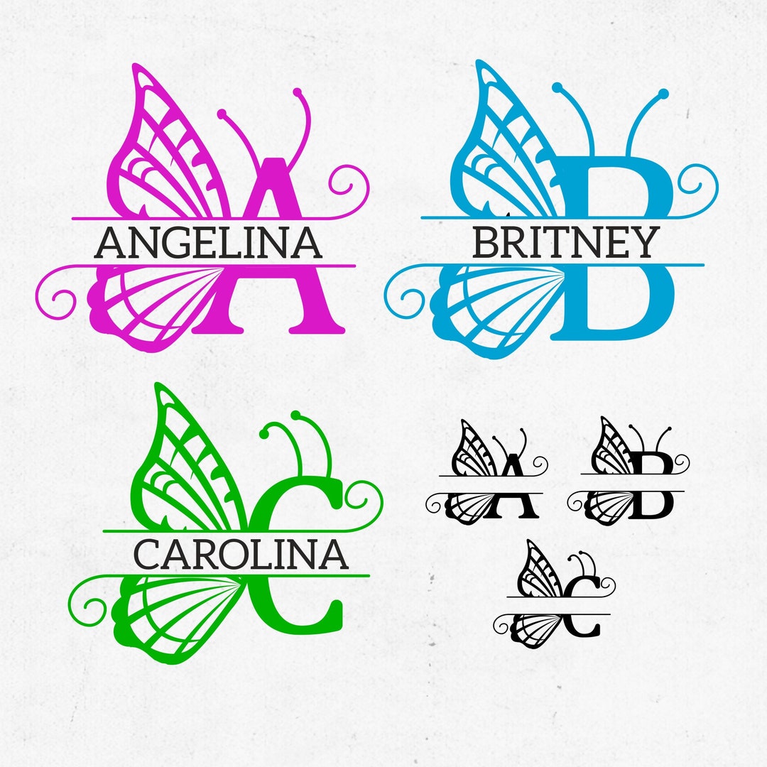Butterfly Split Monogram Alphabet SVG, Butterfly Name, Sticker Letter ...