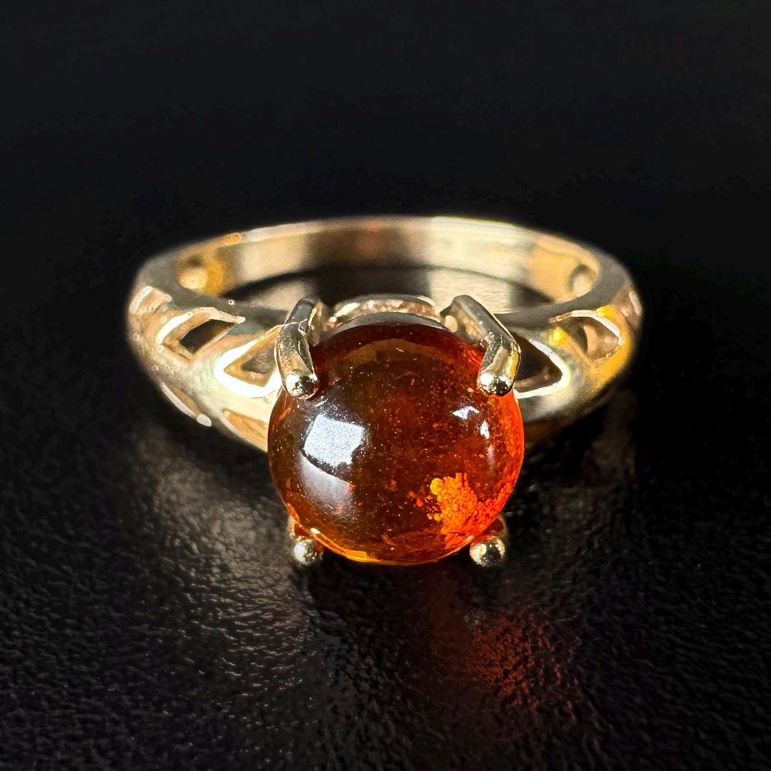 9ct Gold Amber Ring - Etsy