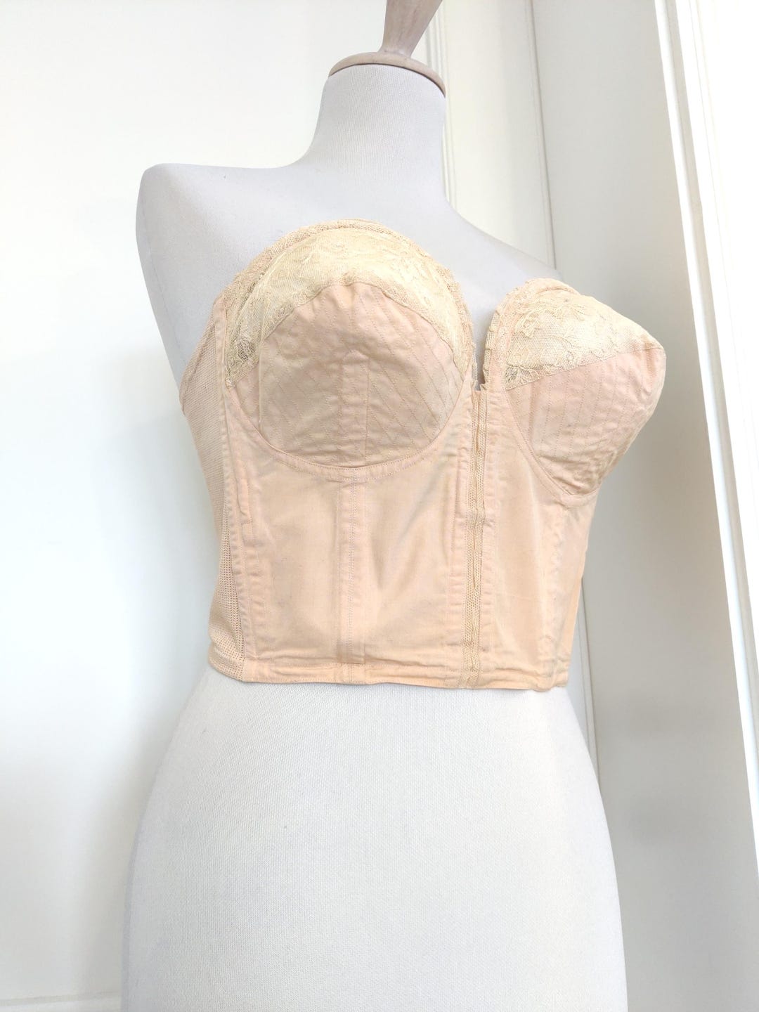Authentic Italian 1950s Longline Corset Bullet Bra in Peach - Etsy