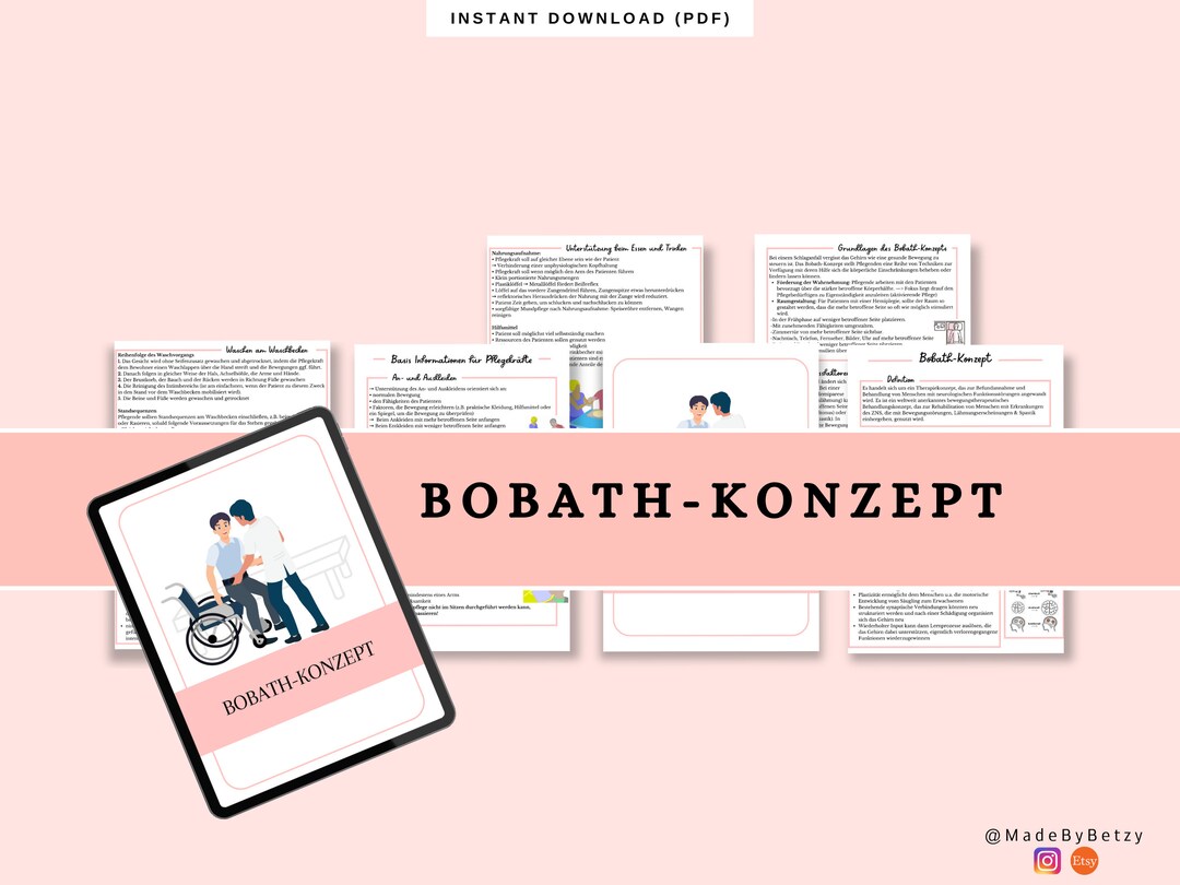 Bobath Konzept Lernzettel Pflegeausbildung (Instant Download) - Etsy