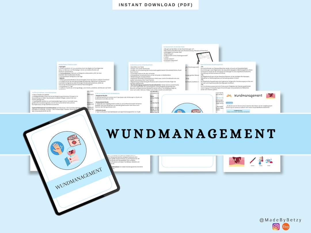 Wundmanagement Lernzettel Pflegeausbildung Inhalt Medizin - Etsy