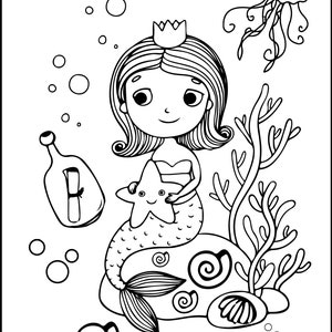 Magical Mermaids Coloring Pages for Kids - PDF Digital Download - Etsy
