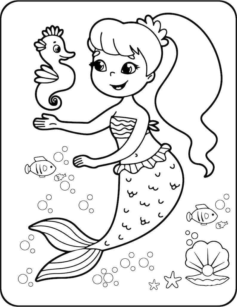 Magical Mermaids Coloring Pages for Kids - PDF Digital Download - Etsy