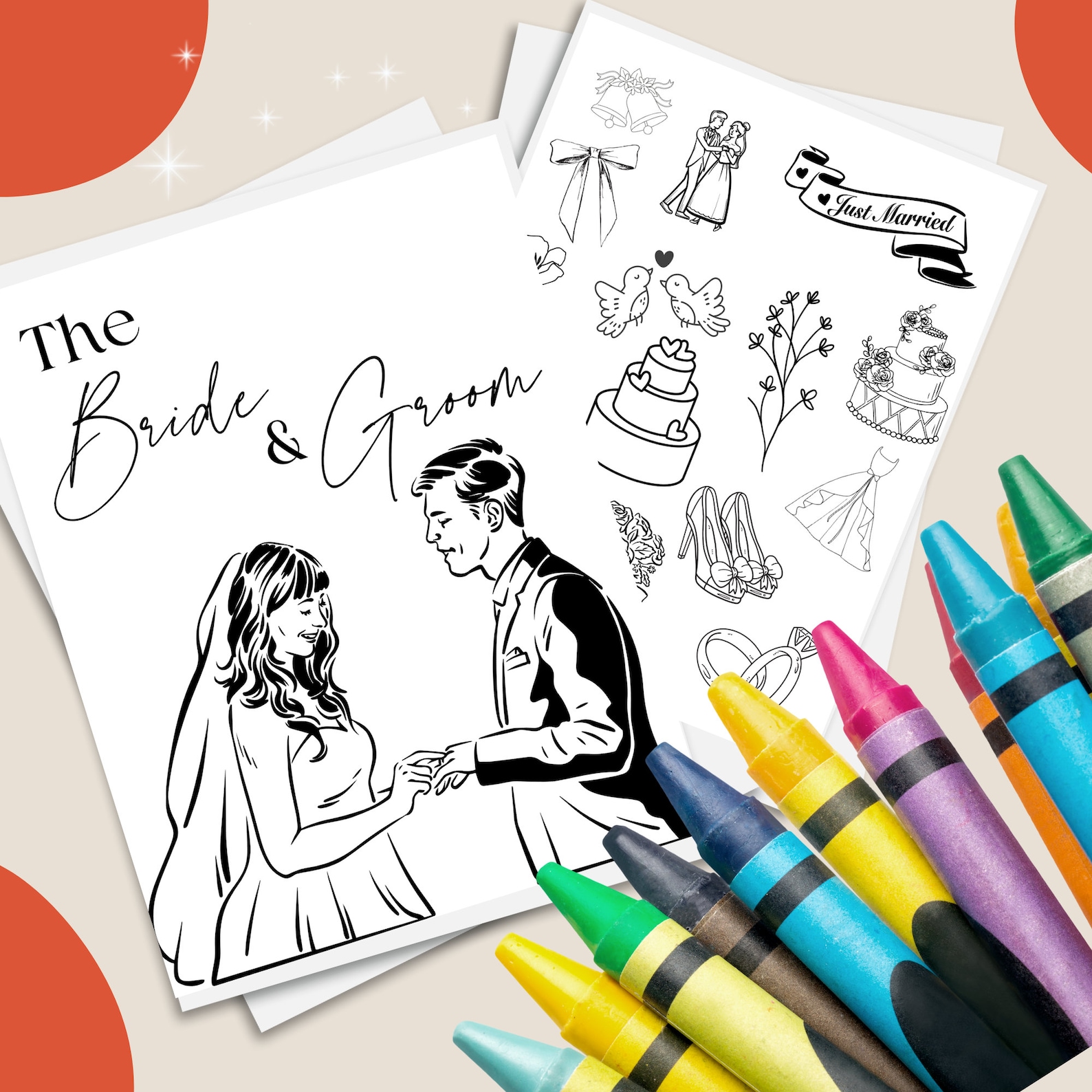 Wedding Coloring Pages Kids Activity Bridal Shower Coloring Book PDF ...