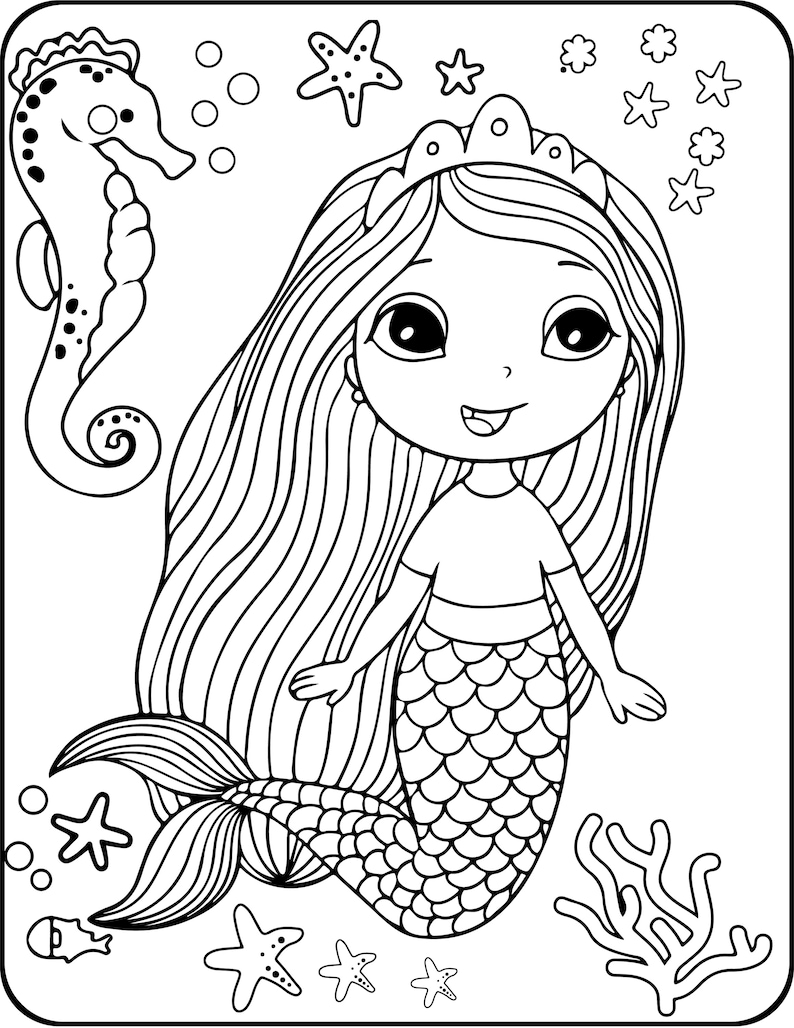 Magical Mermaids Coloring Pages for Kids - PDF Digital Download - Etsy