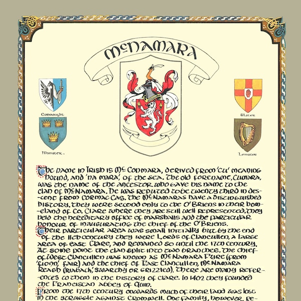 Mcnamara Irish Coat of Arms - Etsy