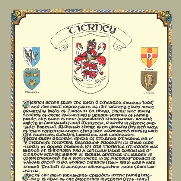 Tierney Coat of Arms - Etsy