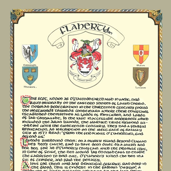 Flaherty Family Crest - Etsy