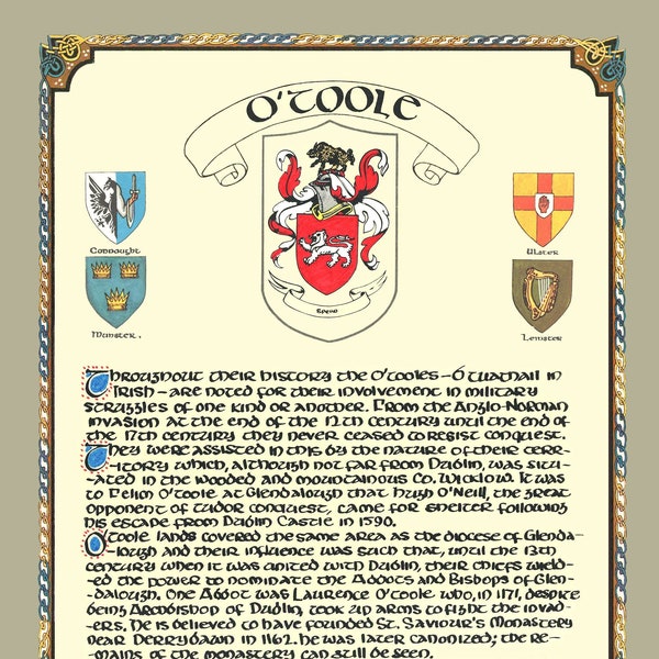 Otoole Family Crest - Etsy