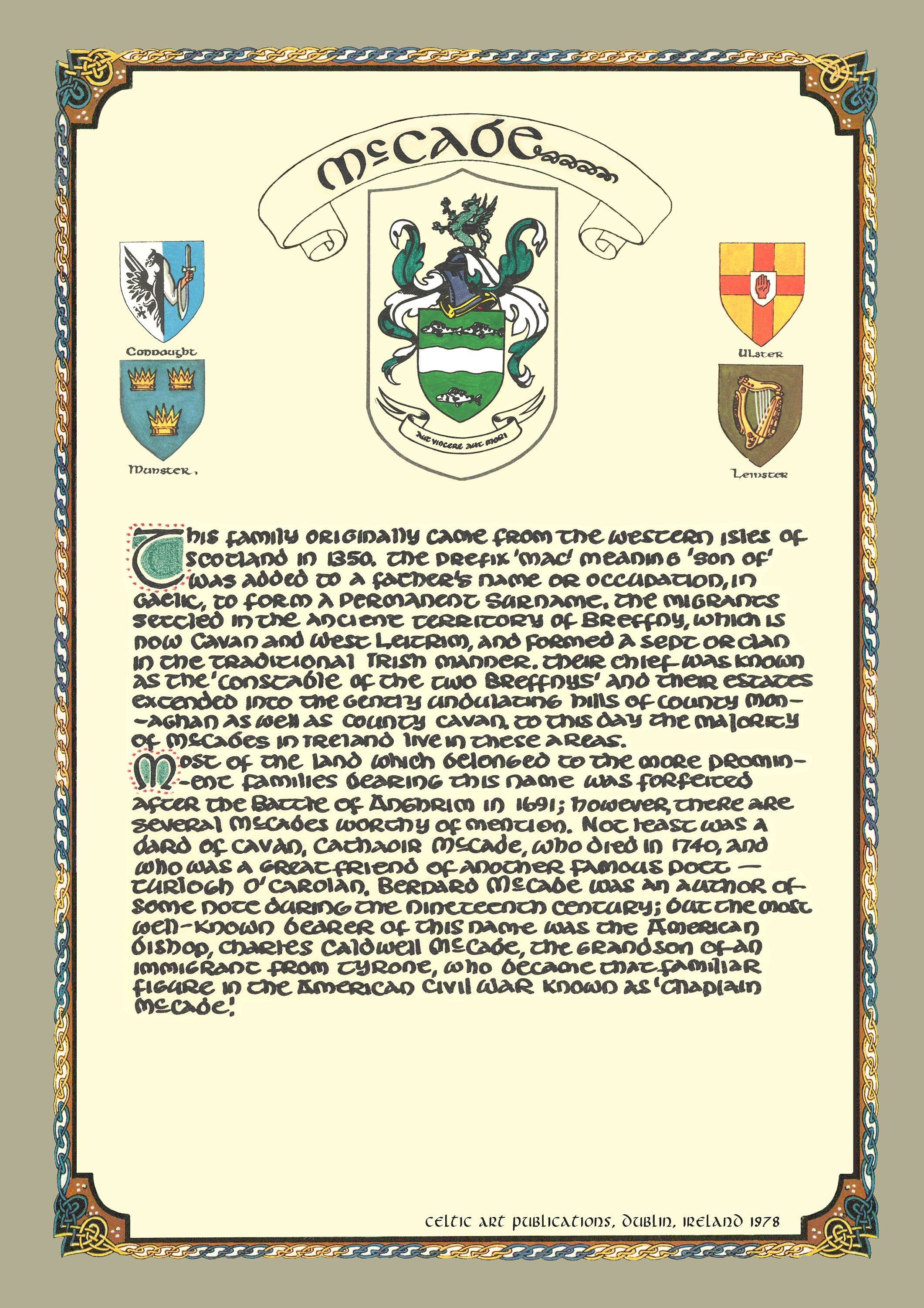 Mccabe Family Crest Irish Coat of Arms Irish Family Crest - Etsy