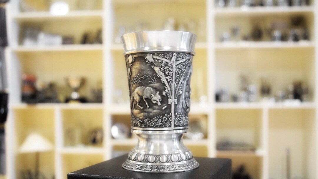 Irish Pewter Beaker – Embossed Fox, Celtic Woodland Scene - Etsy