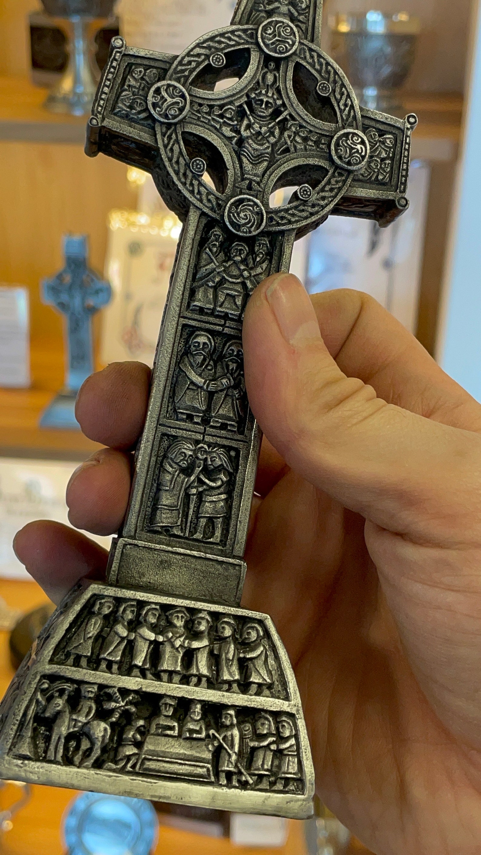 Pewter Clonmacnoise Standing Cross, Irish Celtic Ornament, Made in ...