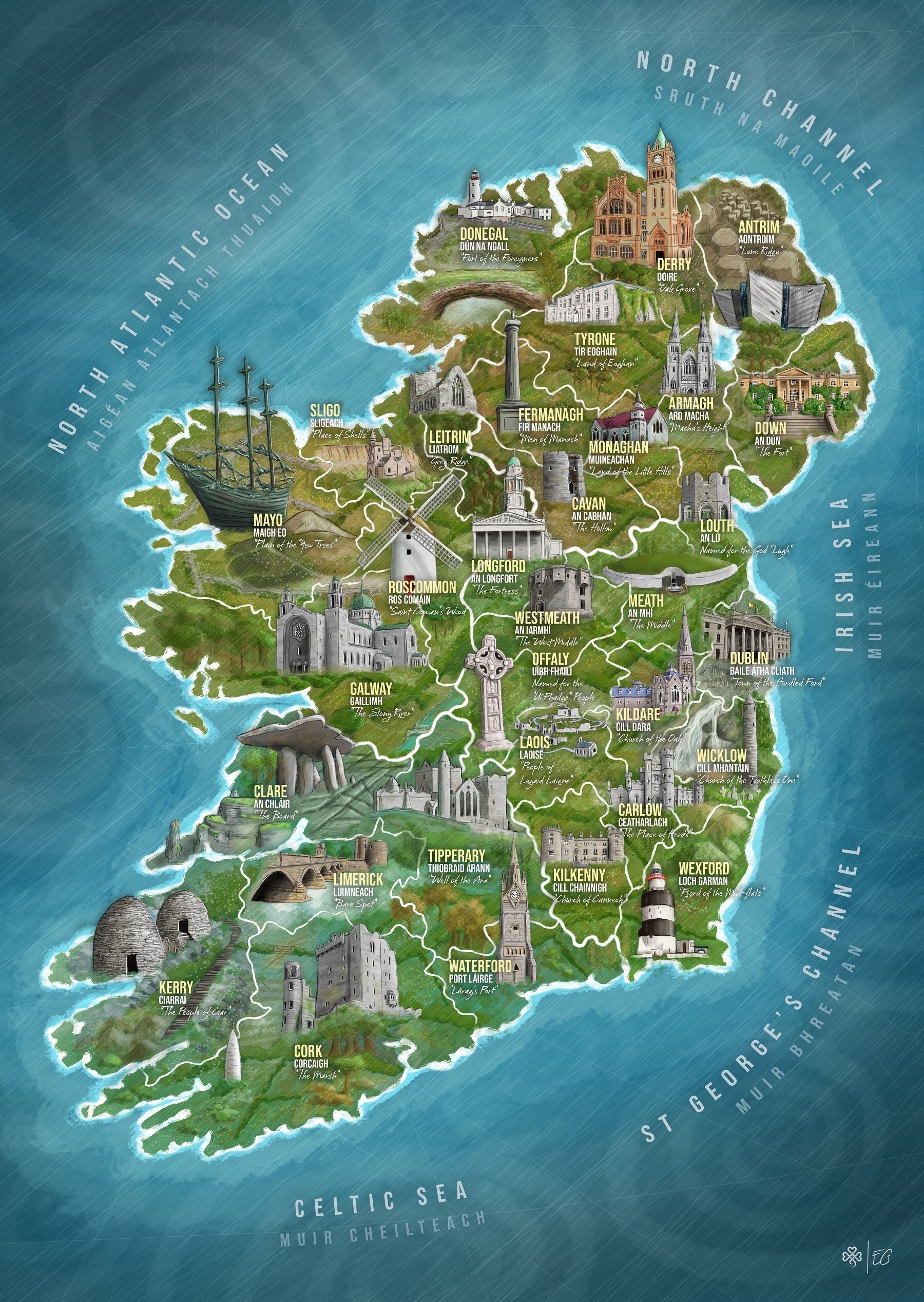 Illustrated Map Of Ireland | ubicaciondepersonas.cdmx.gob.mx