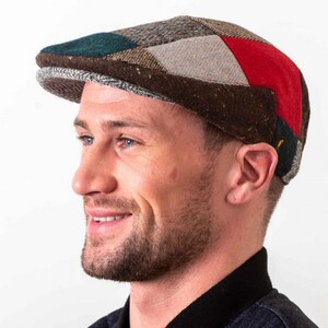 Irish Patchwork Flat Cap Red Tones - Etsy