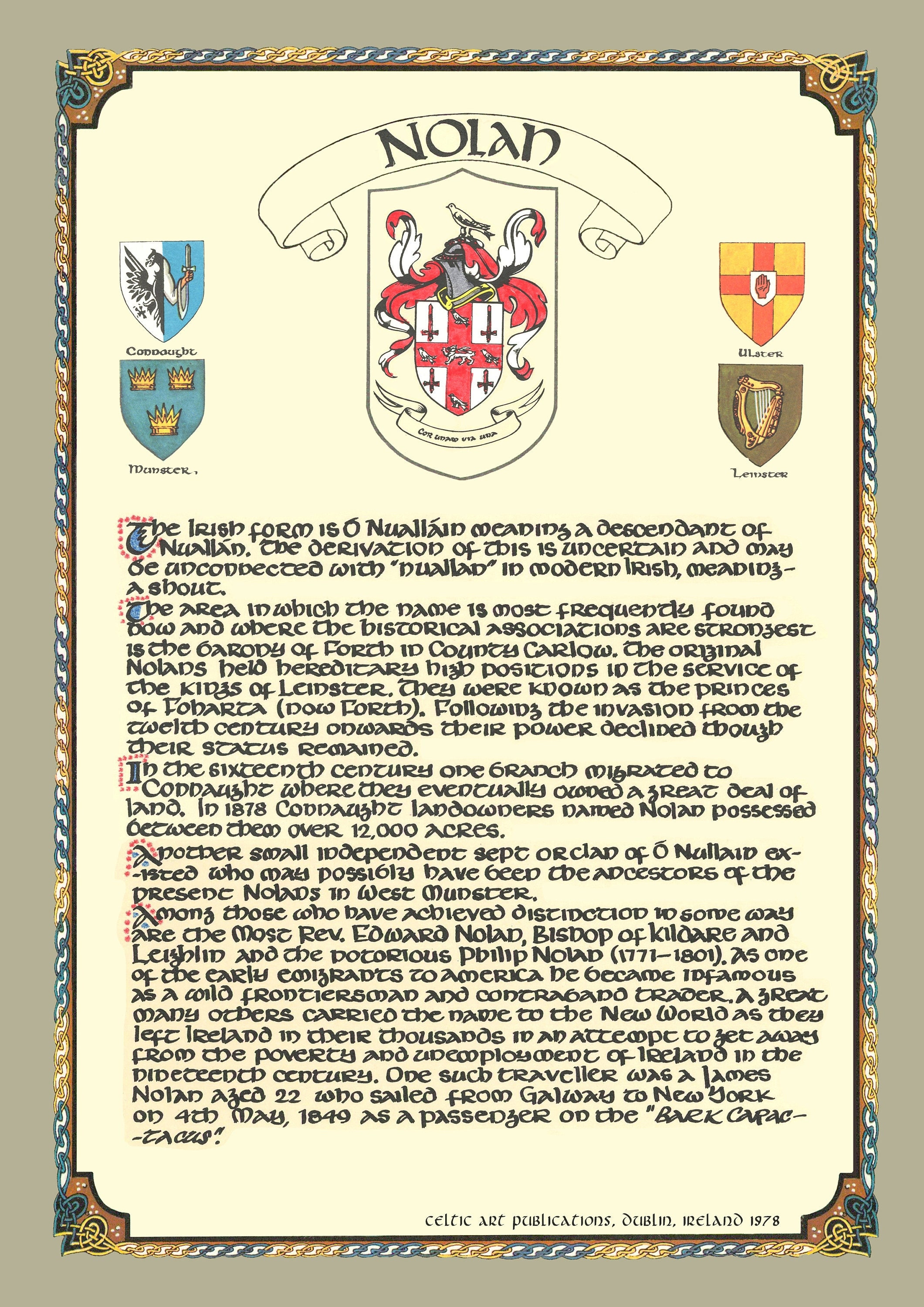 Nolan Family Crest Print Download Irish Coat of Arms Irish - Etsy Australia