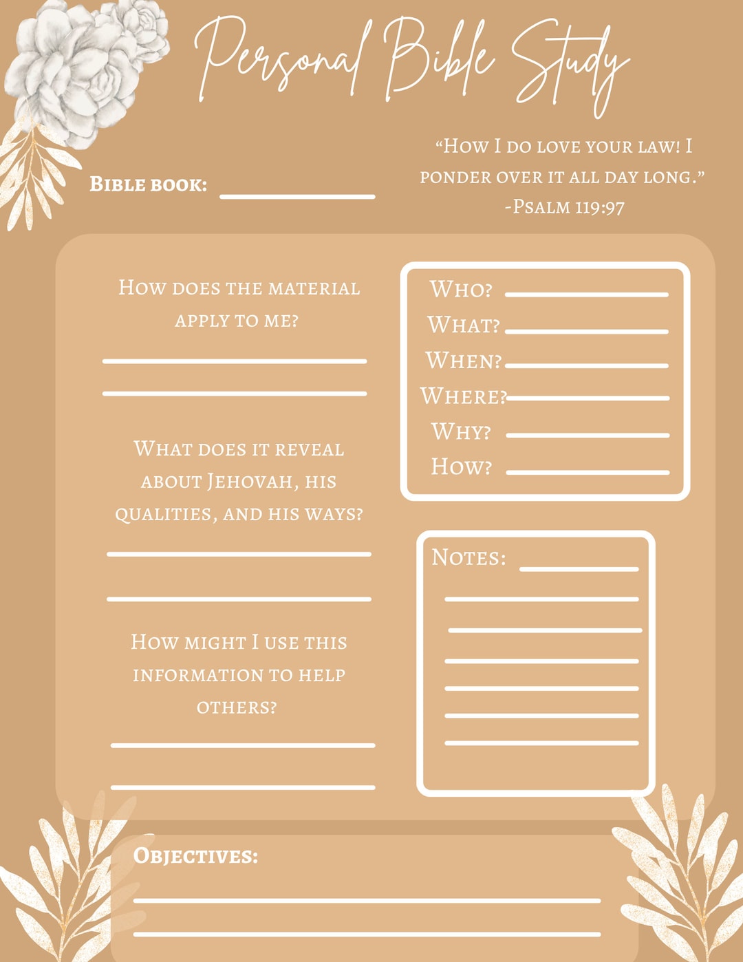 Printable Personal Bible Study Help Size 8.5x11in - Etsy