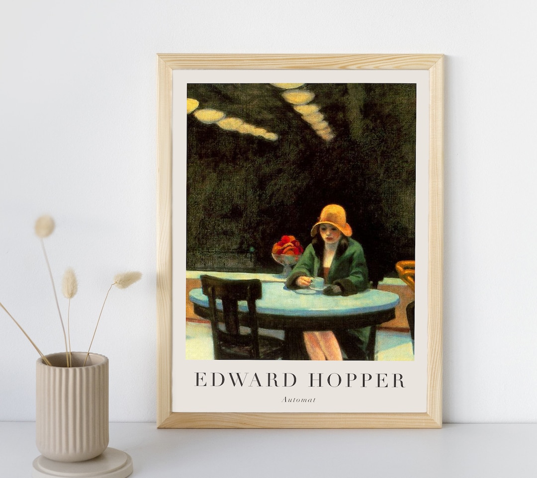Automat Painting With Text, Edward Hopper, Printable Neoclassicism Wall ...