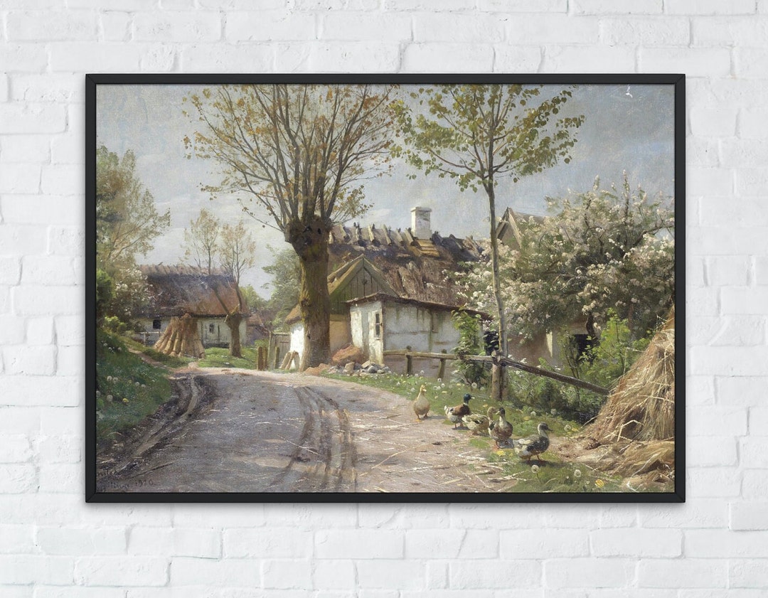 Classic Country Lane Wall Art Print, Antique Farmhouse Landscape Fine ...