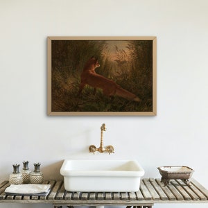 Fox Hunting Wall Art Print, Rustic Animal Fine Art, Vintage Painting ...