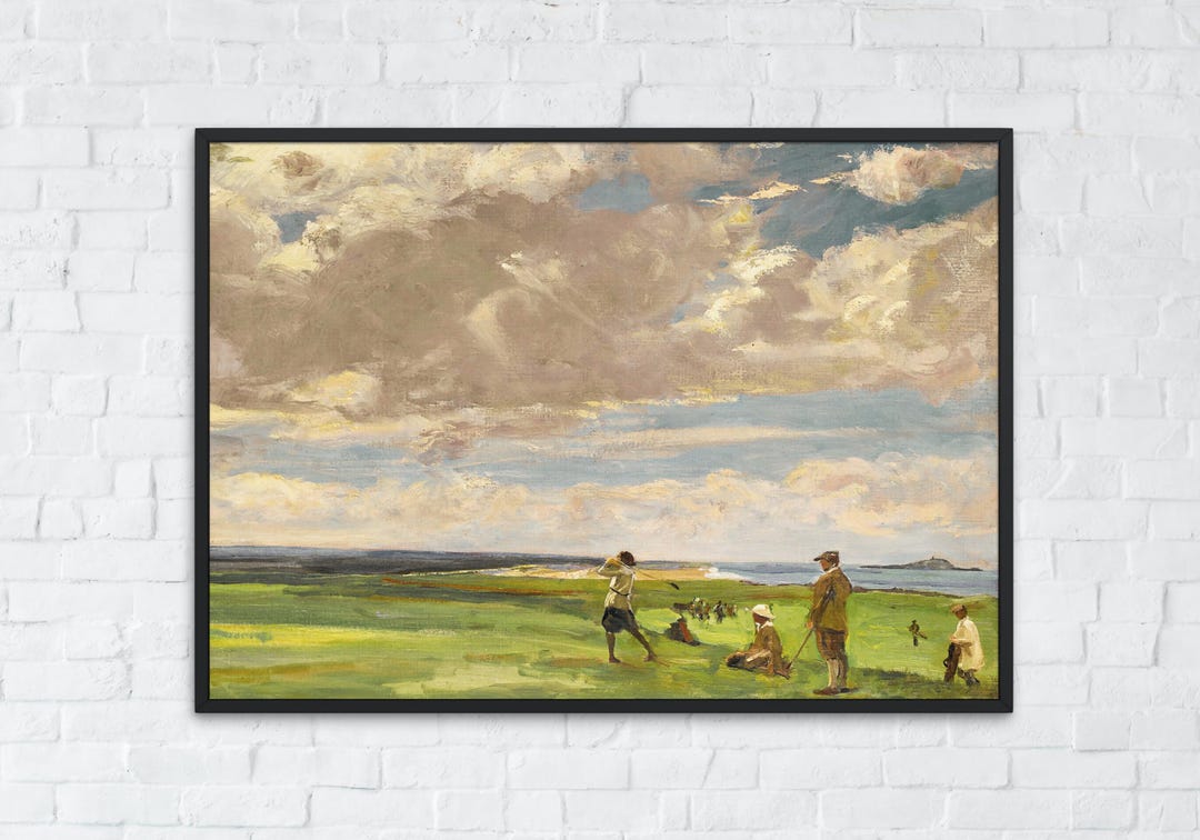 Golf Print, Vintage Golf Course Painting, Landscape Printable Art ...
