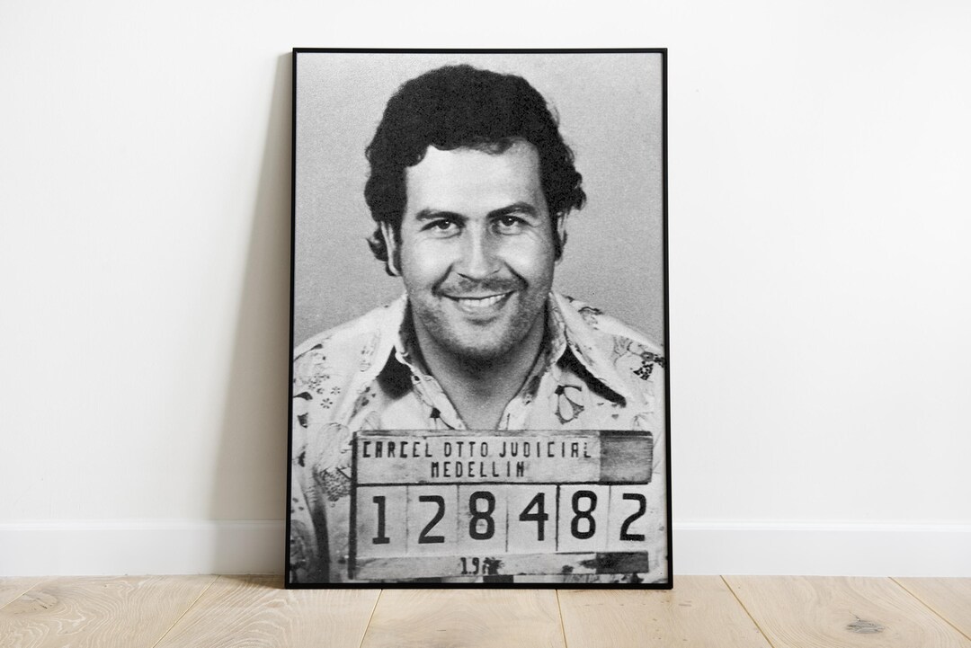 Black and White Pablo Escobar Mugshot, Vintage Celebrity Print, Narcos ...