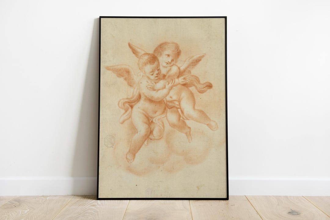 Vintage Cherubs Sketch Printable, Antique Angels Print, Winged Putti ...