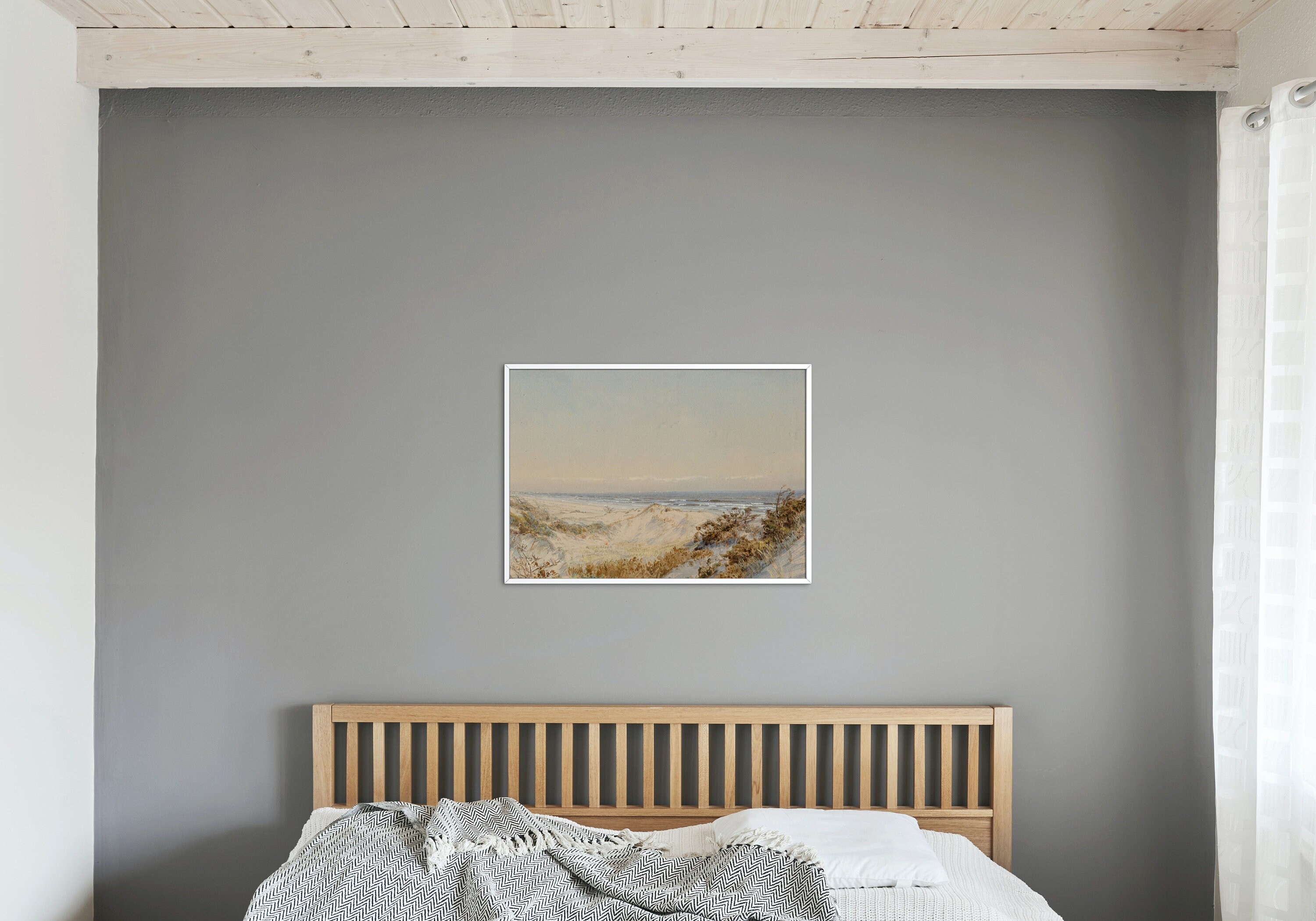 Vintage Sand Dunes Coastal Landscape Painting, Printable Ocean Wall Art ...