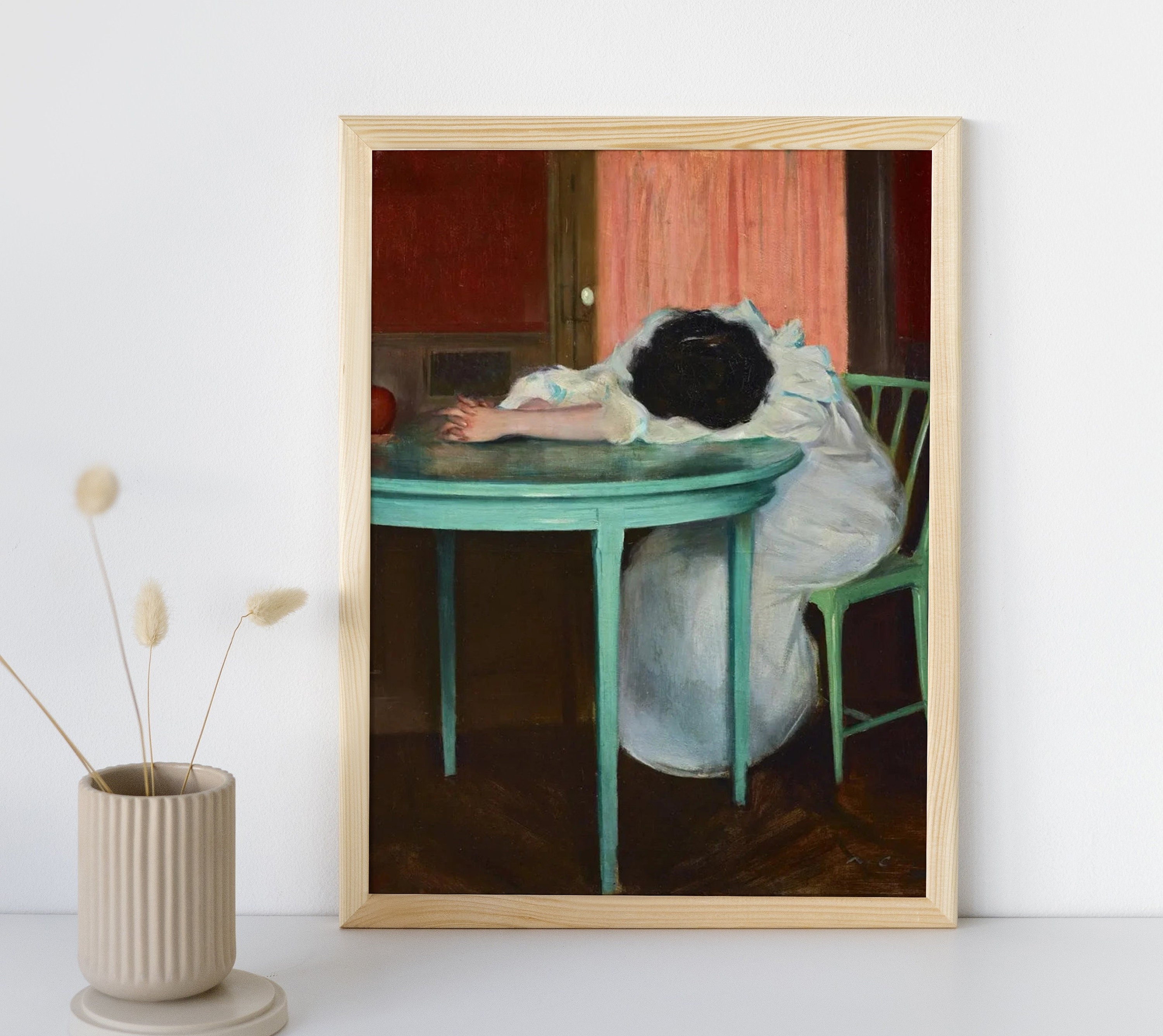 Tired Woman Wall Art Print Vintage Woman Fine Art Antique - Etsy