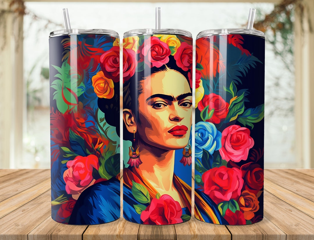 Frida Kahlo Sublimation Design for 20 Oz Skinny Tumbler, Colorful ...